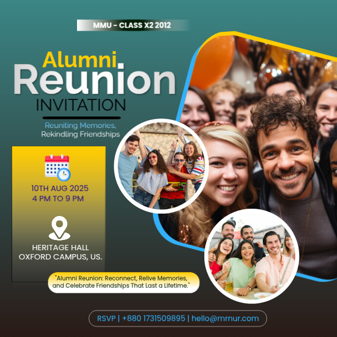 Aqua Joyful Alumni Reunion Instagram Post Template | PosterMyWall