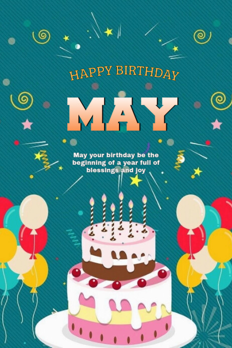 Copy of Aqua Joyful Birthday Card Poster | PosterMyWall