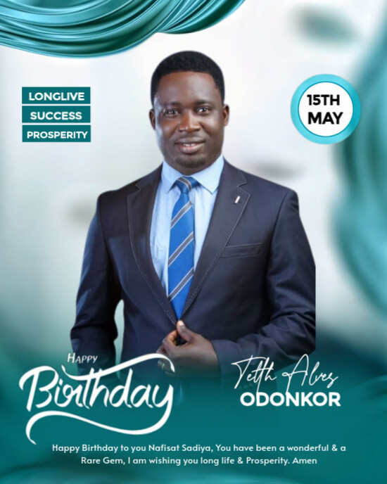 Aqua Joyful Birthday Flyer Instagram Portrait Template | PosterMyWall