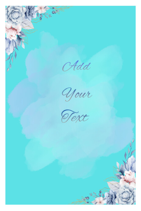 Aqua Joyful Blue Watercolour Wedding Invitation Card Poster Template ...
