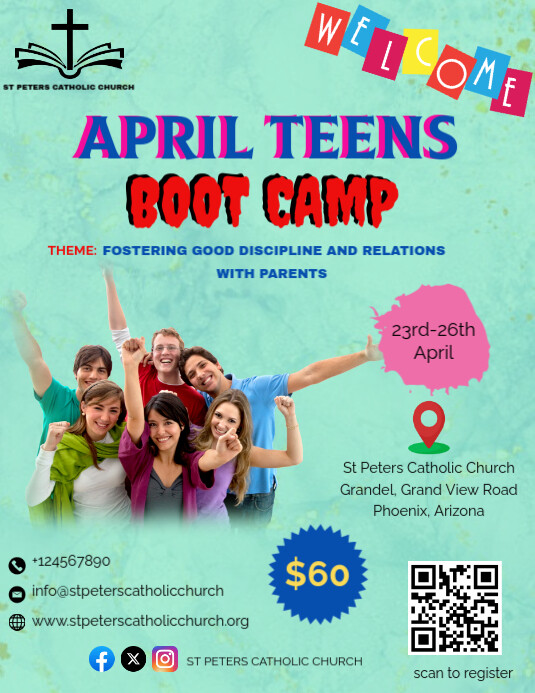 Aqua Joyful Boot Camp Teens Event Flyer Flyer (us Letter) Template ...