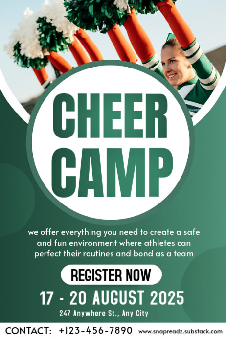 Aqua Joyful Cheer Camp Poster Template | PosterMyWall
