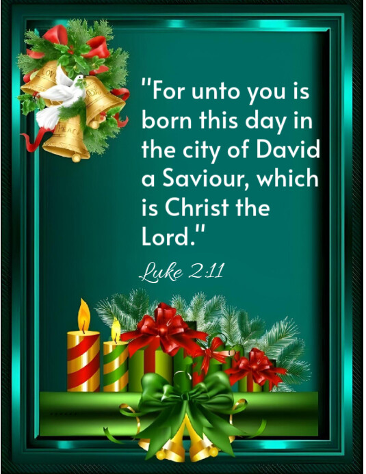 Aqua Joyful Christmas Bible Verse Flyer (us Letter) Template | PosterMyWall