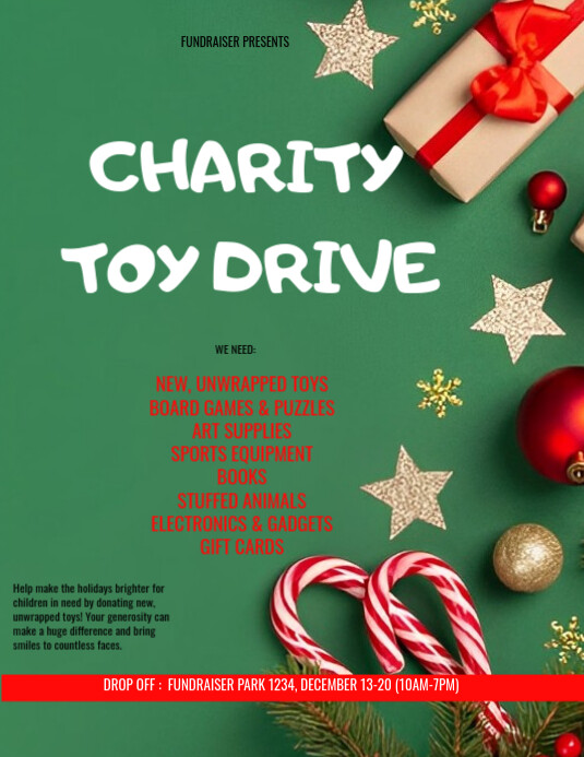 Aqua Joyful Christmas Sales Charity Toy Drive Flyer (us Letter ...