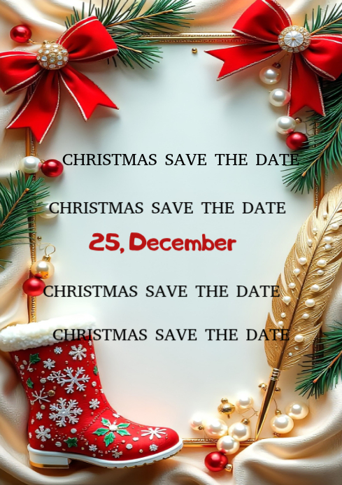 Aqua Joyful Christmas Save The Date A4 Template | PosterMyWall