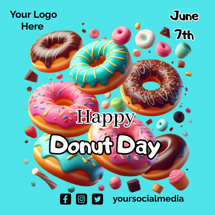 Copy of Aqua Joyful Donut Event Celebration Flyer In | PosterMyWall