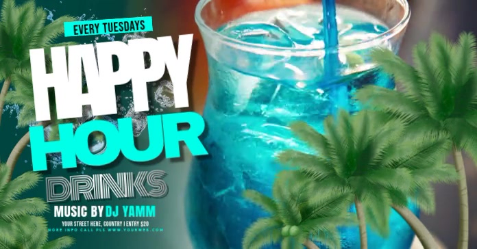 Aqua Joyful Drinks Menu Facebook Shared Image Template | PosterMyWall
