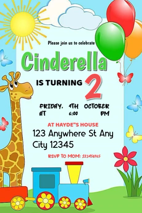 Aqua Joyful Editable Kids Birthday Poster Template | PosterMyWall