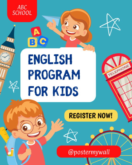 Copy of Aqua Joyful English Program For Kids Instagram Portrait ...