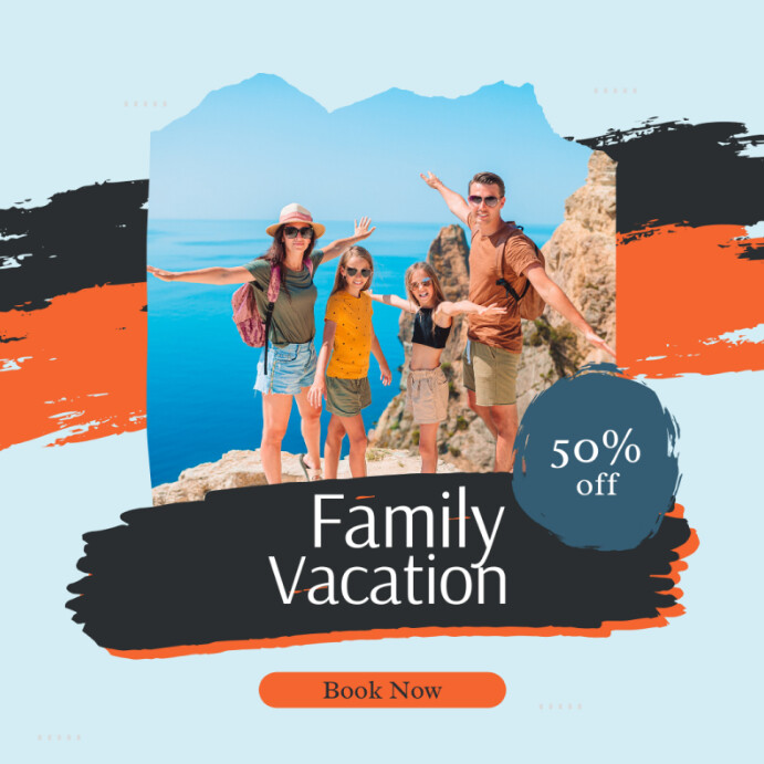 Aqua Joyful Family Vacation Instagram Post Template | PosterMyWall