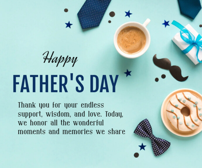 Aqua Joyful Father's Day Medium Rectangle Template | PosterMyWall