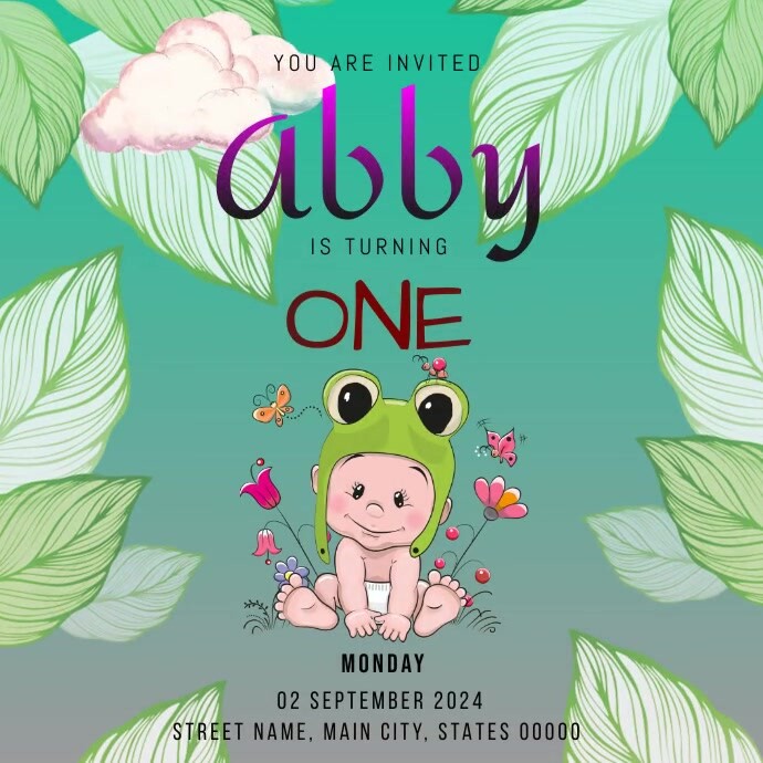 Plantilla de Aqua Joyful First Birthday Instagram Post | PosterMyWall