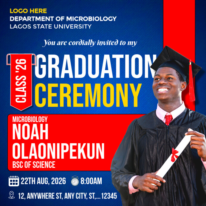 Copy of Aqua Joyful Graduation Ceremony Invitation Card Instagram Post ...