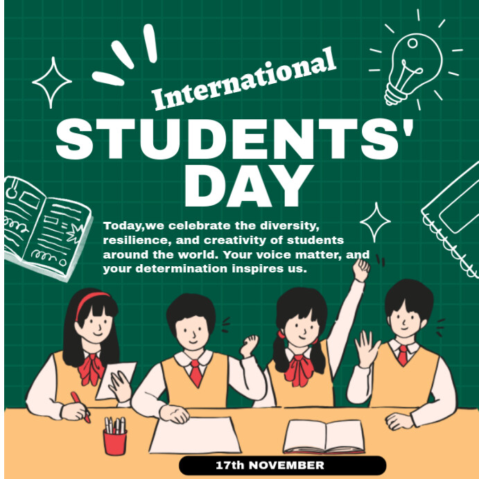 Copy of Aqua Joyful Green And White International Student Day Instagram ...