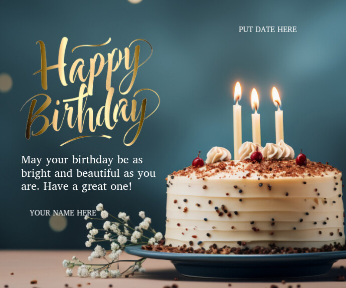 Aqua Joyful Happy Birthday Celebrations Posters Medium Rectangle ...