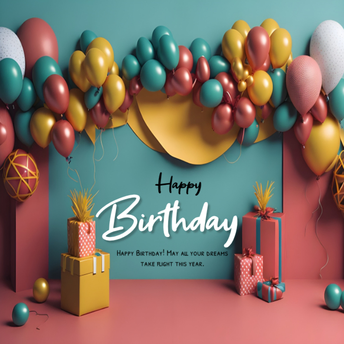 Aqua Joyful Happy Birthday Gift Post Instagram Post Template | PosterMyWall