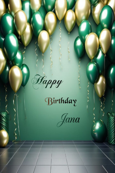 Copy of Aqua Joyful Happy Birthday Jana Poster | PosterMyWall