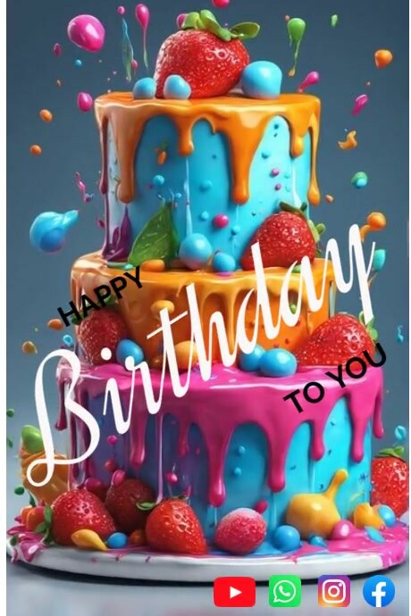 Aqua Joyful Happy Birthday Poster Template | PosterMyWall