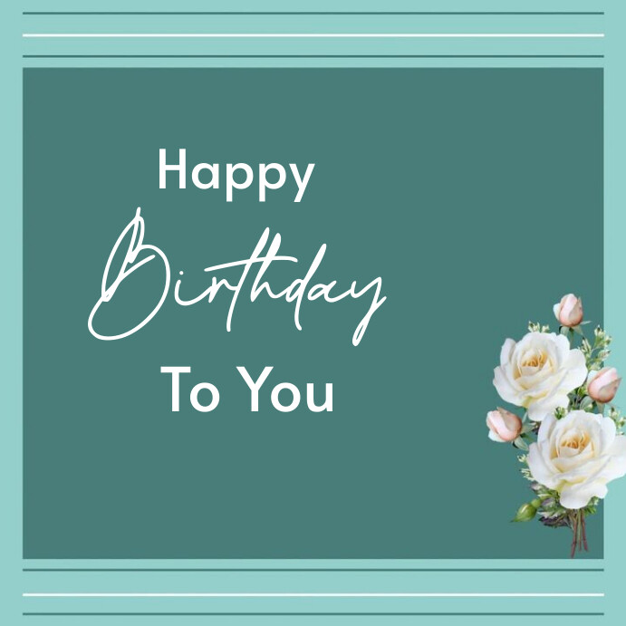 Aqua Joyful Happy Birthday Templates Instagr | PosterMyWall