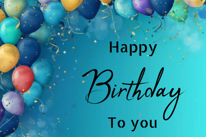 Copy of Aqua Joyful Happy Birthday To You Poster | PosterMyWall
