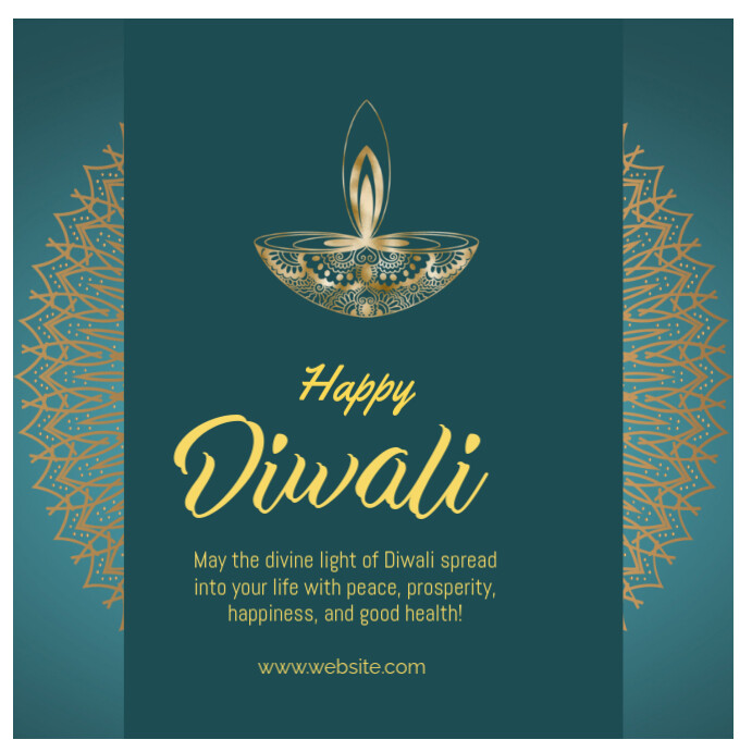 Aqua Joyful Happy Diwali Instagram Post Template | PosterMyWall