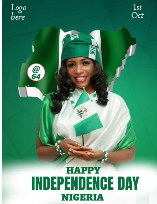 Aqua Joyful Happy Independence Day Nigeria Video Flyer (us Letter) Template | PosterMyWall