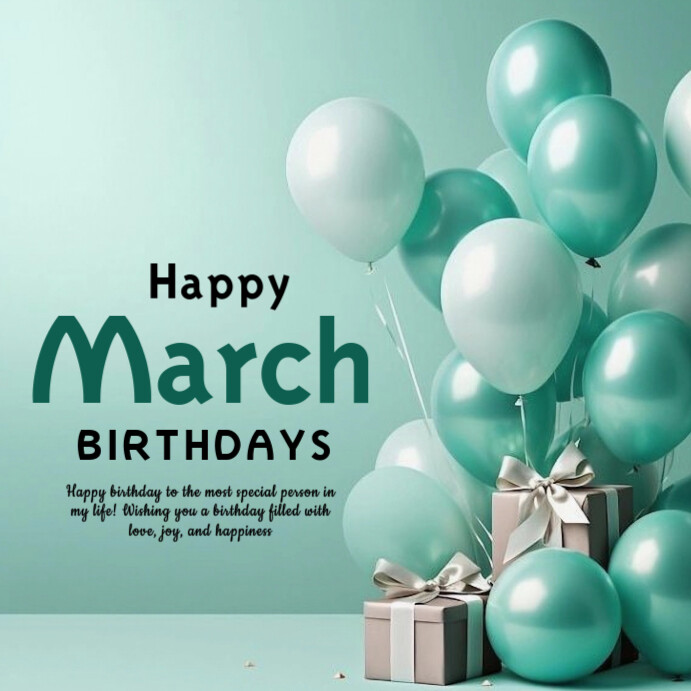 Copy of Aqua Joyful Happy March Birthdays Instagram Post | PosterMyWall