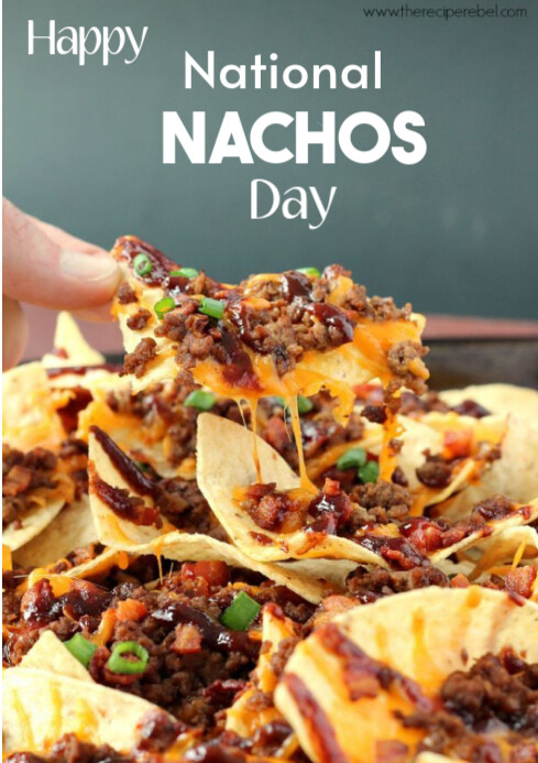 Plantilla de Aqua Joyful Happy National Nachos Day Template A4 ...