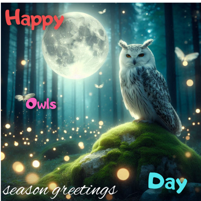 Aqua Joyful Happy Owls Day Instagram Post Template | PosterMyWall