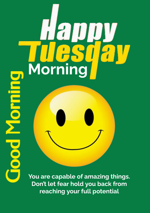 Aqua Joyful Happy Tuesday A4 Template | PosterMyWall