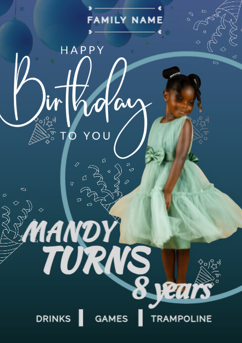 Aqua Joyful Hbd A4 Template | PosterMyWall