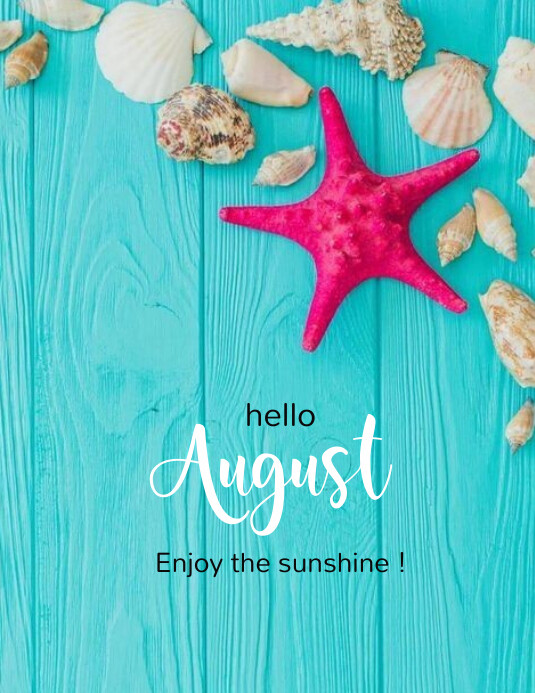 Aqua Joyful Hello August Poster Flyer (us Le Template | PosterMyWall