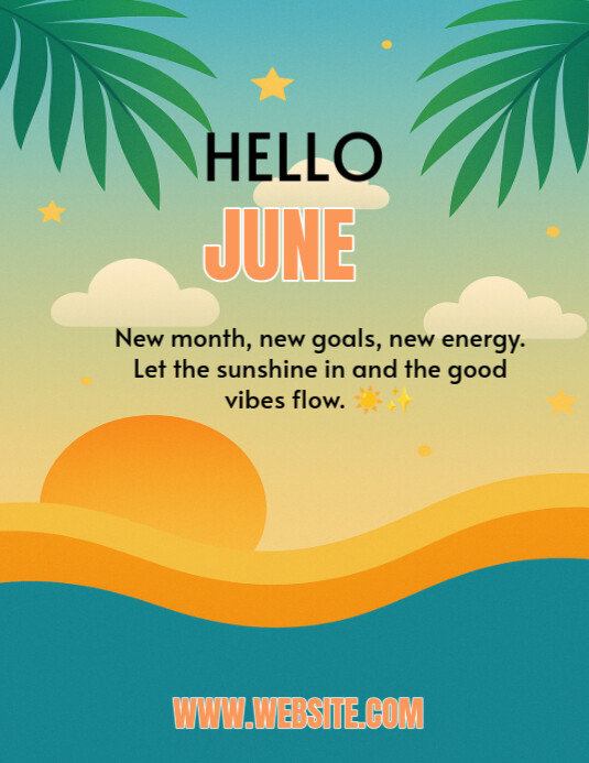 Copy of Aqua Joyful Hello June Flyer (us Letter) | PosterMyWall