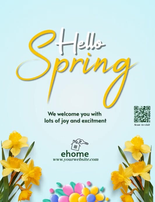 Copy of Aqua Joyful Hello Spring Welcome Company Template Flyer (us ...
