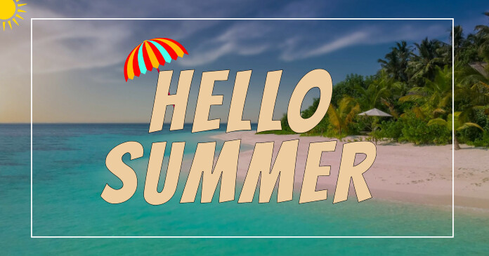 Aqua Joyful Hello Summer Facebook Shared Imag Template | PosterMyWall