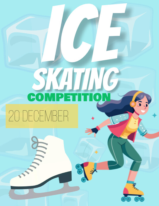 Aqua Joyful Ice Skating Services Flyer (us L Template | PosterMyWall