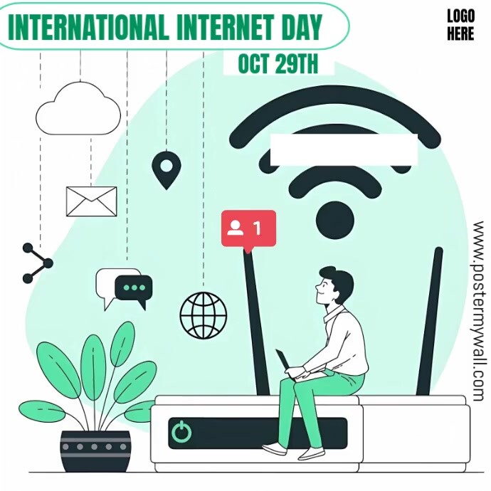 Aqua Joyful International Internet Day Instagram Post Template ...
