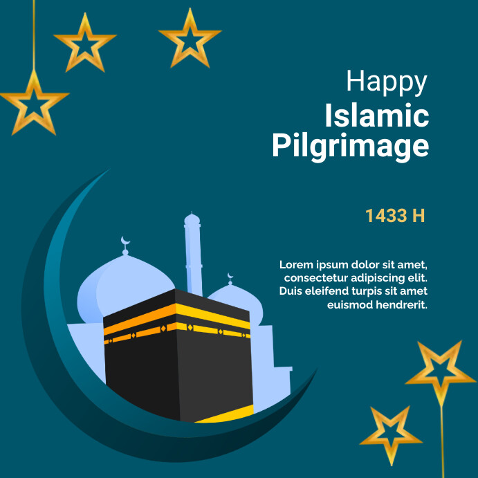 Copy of Aqua Joyful Islamic Pilgrimage Flyer Template | PosterMyWall