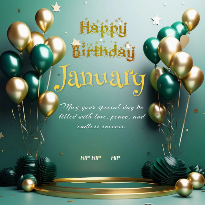 Copy of Aqua Joyful January Birthday Logo | PosterMyWall