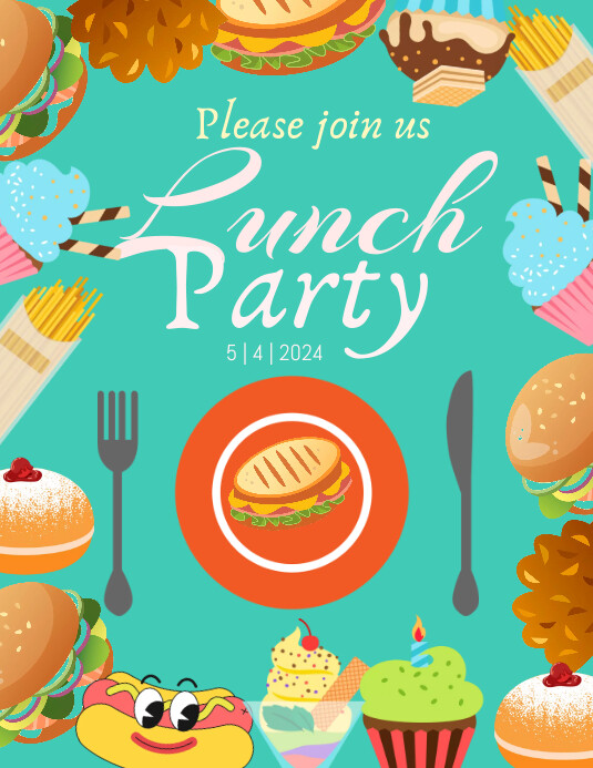 Copy of Aqua Joyful Lunch Party Flyer (us Letter) | PosterMyWall