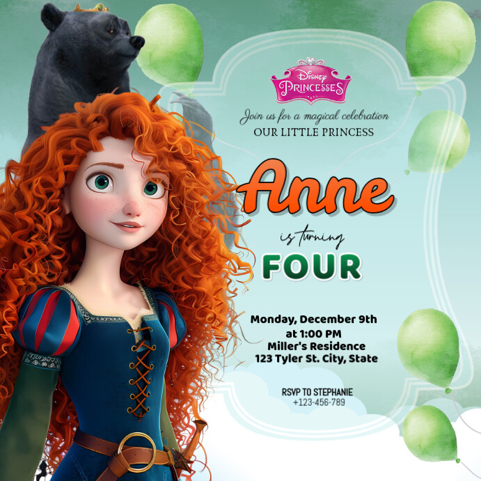 Copy of Aqua Joyful Merida Birthday Instagram Post | PosterMyWall
