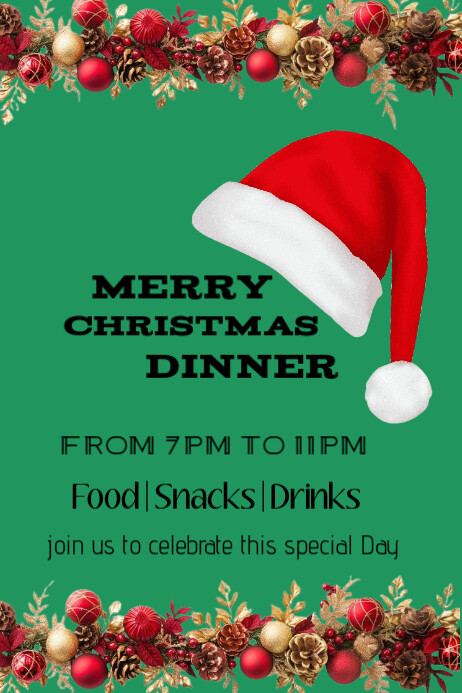 Aqua Joyful Merry Christmas Dinner Poster Template | PosterMyWall