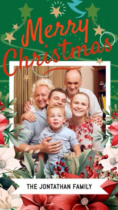 Aqua Joyful Merry Christmas Greething Holiday Card Instagram Story ...