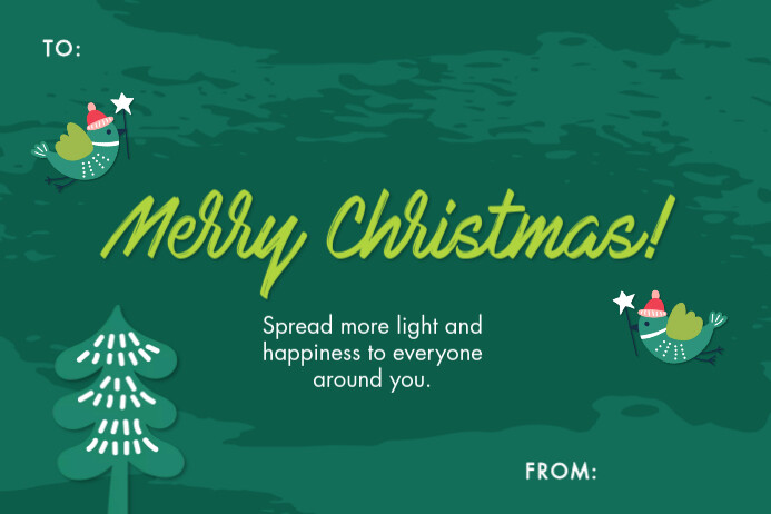 Aqua Joyful Merry Christmas Wishes Label Templat | PosterMyWall