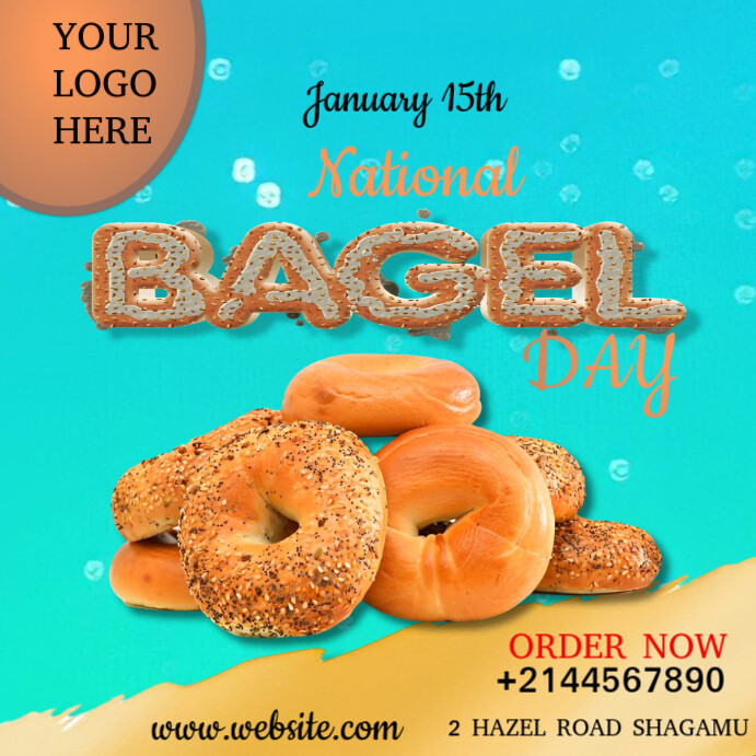 Aqua Joyful National Bagel Day Instagram Post Template | PosterMyWall
