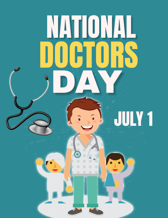 Aqua Joyful National Doctors Day Flyer (us L Template | PosterMyWall