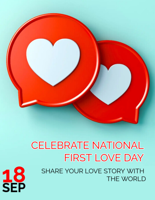 Aqua Joyful National First Love Day Flyer (us Template | PosterMyWall