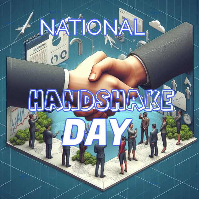 Copy of Aqua Joyful National Handshake Day Instagram | PosterMyWall