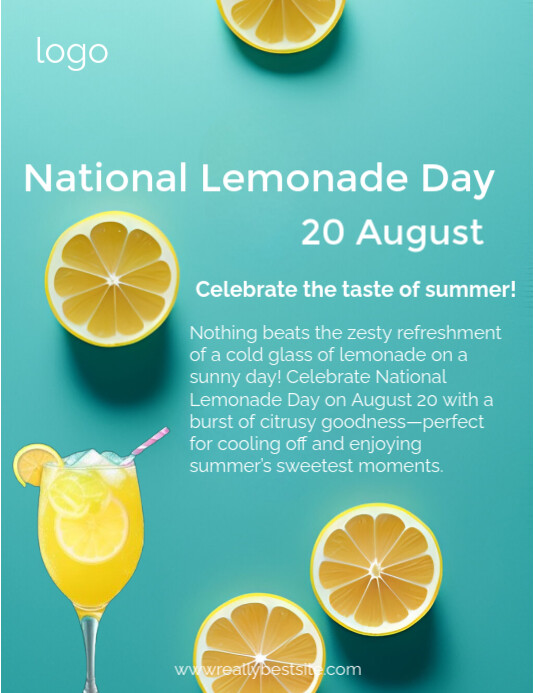 Aqua Joyful National Lemonade Day Flyer (us Letter) Template | PosterMyWall