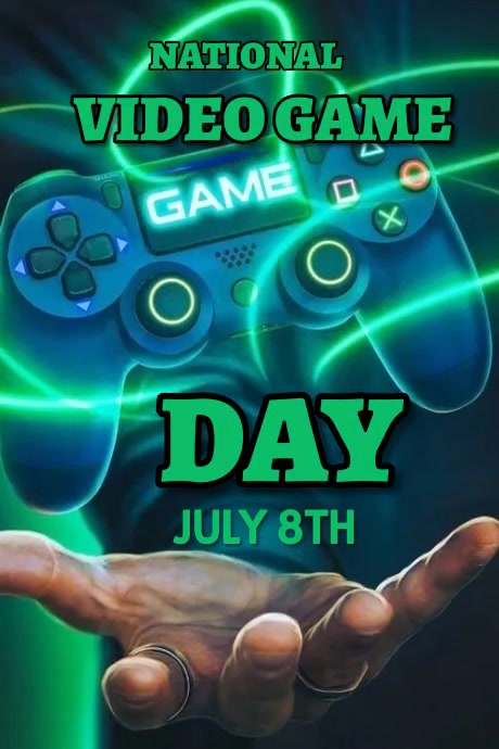 Aqua Joyful National Video Game Day Poster Template | PosterMyWall